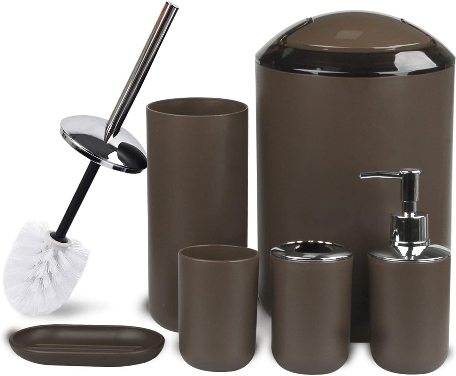 Amazon.com: WPM 4 Piece Ceramic Bathroom Accessories Set - Brown - Our ...