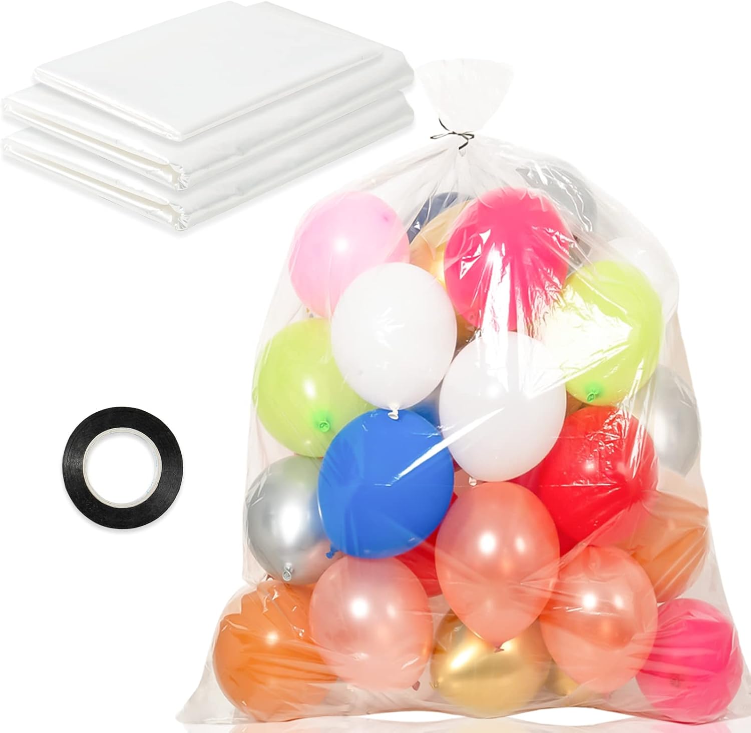 Amazon.com: OuMuaMua 3pcs Mixed Large Plastic Clear Balloon Drop Bags ...