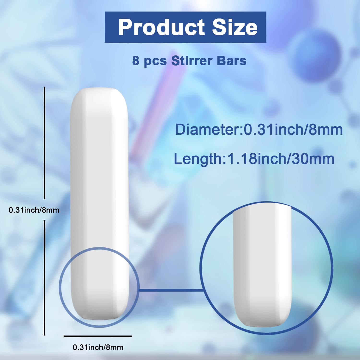 Snapklik.com : 8PCS 8 30mm Magnetic Stirrer Mixer Stir Bars, White ...