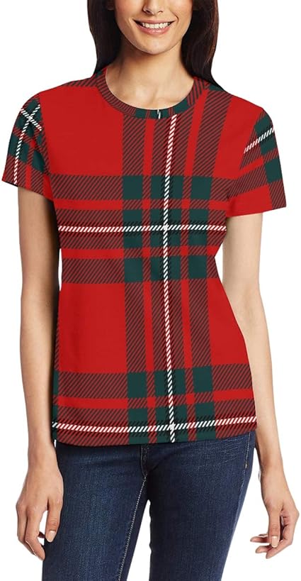 Tartan Seamless Pattern of Scottish Plaid Short-Sleeve Crew Neck T ...