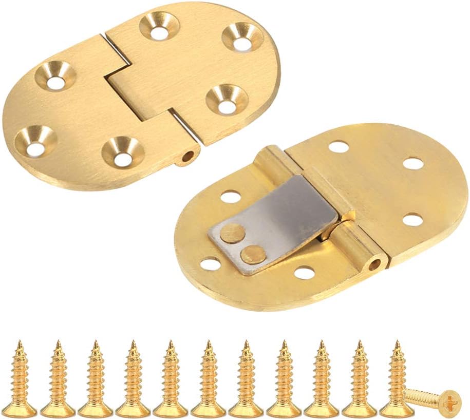 SHRJ 4 Pcs Brass Butler Tray Hinge Round Edge, 180 Degree Folding Flip ...