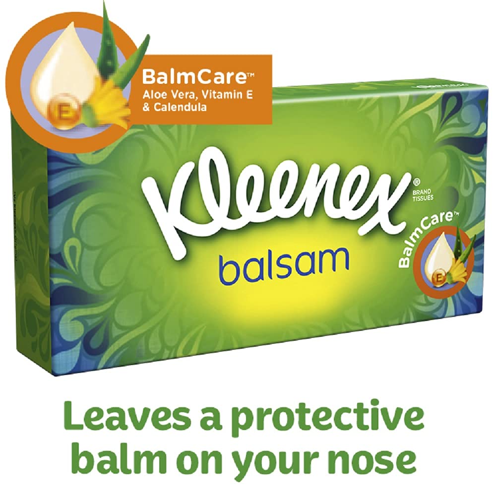 Kleenex Balsam Facial Tissues - Pack of 12 Tissue Boxes - Balm Tissues ...
