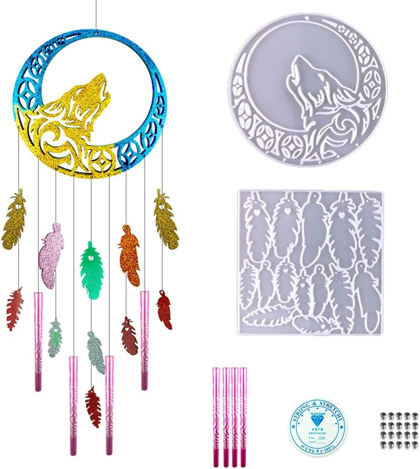 Amazon.com: Playing Mold Epoxy Resin Mold, Wolf Shape Feather Dream ...