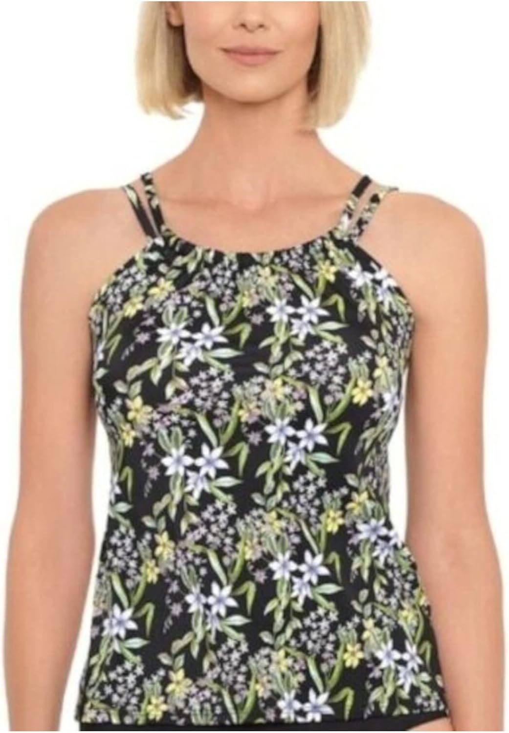 Amazon.com: Swim Solutions Women's Multi Color Floral Stretch Full Bust ...