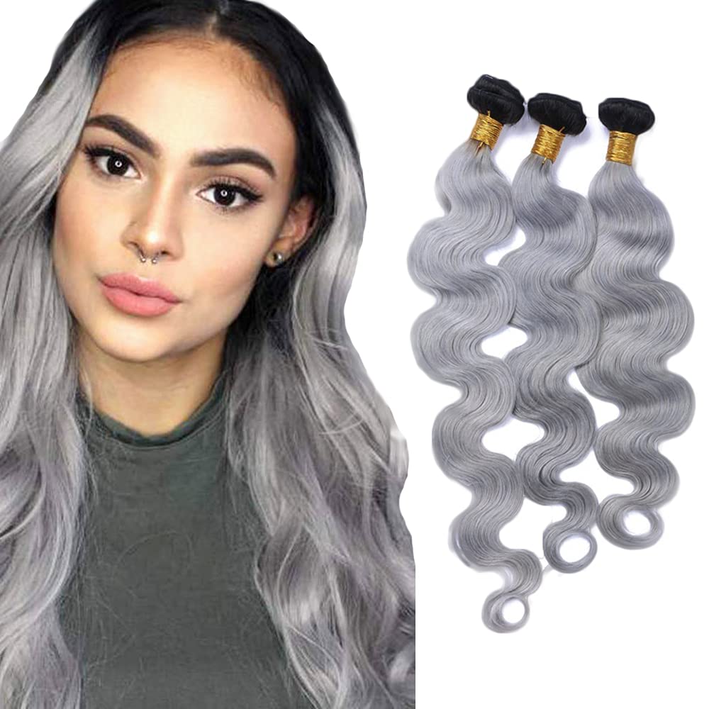 Amazon.com : Ombre Body Wave Bundles Human Hair Two Tone Black and ...