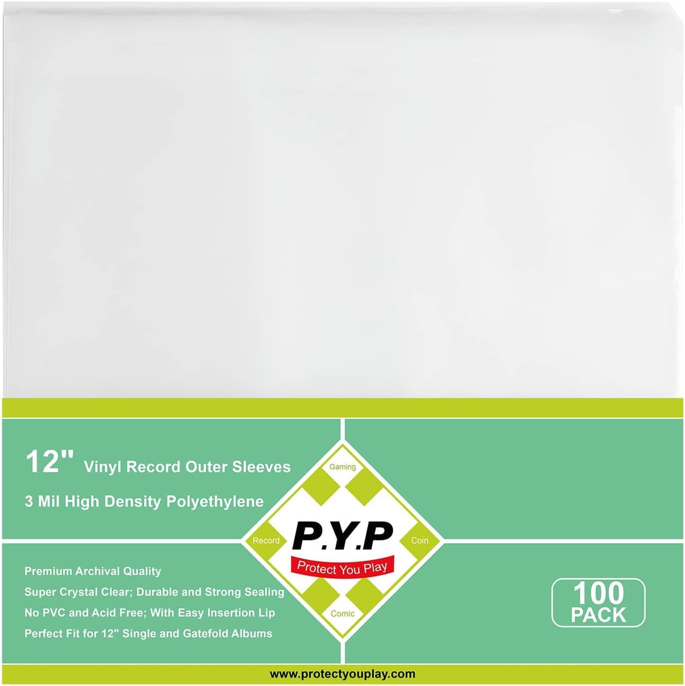 Amazon.com: 100 Record Sleeves for Vinyl Record- Crystal Clear ...
