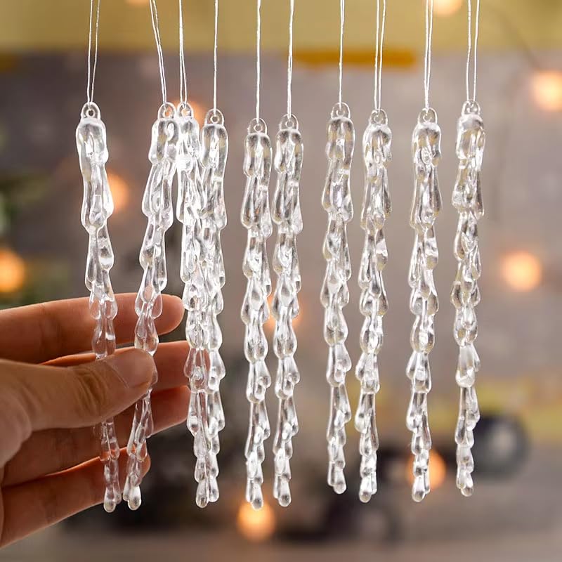 Amazon.com: 30pcs Icicle Ornaments Clear Plastic Icicle Christmas ...
