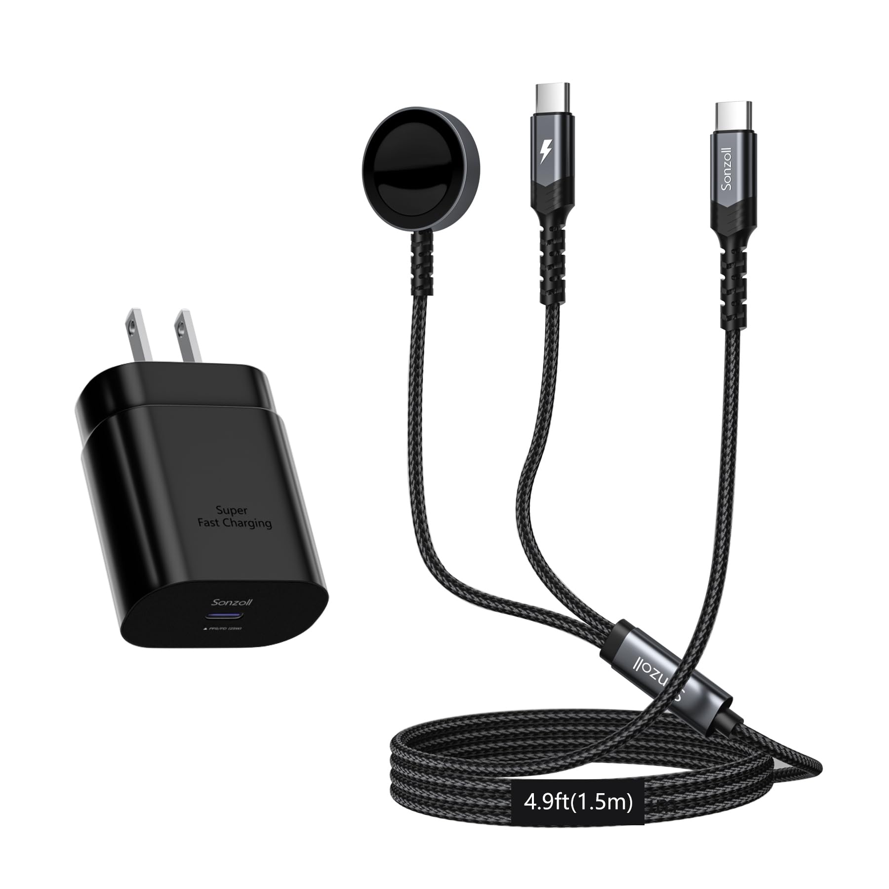 Amazon.com: 2 in 1 Samsung Watch Charger, 5FT Galaxy Watch Charger ...