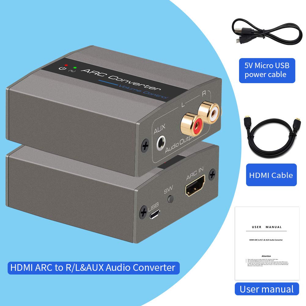 Buy 192KHz HDMI ARC Audio Adapter Digital to Analog RCA Converter HDMI ...