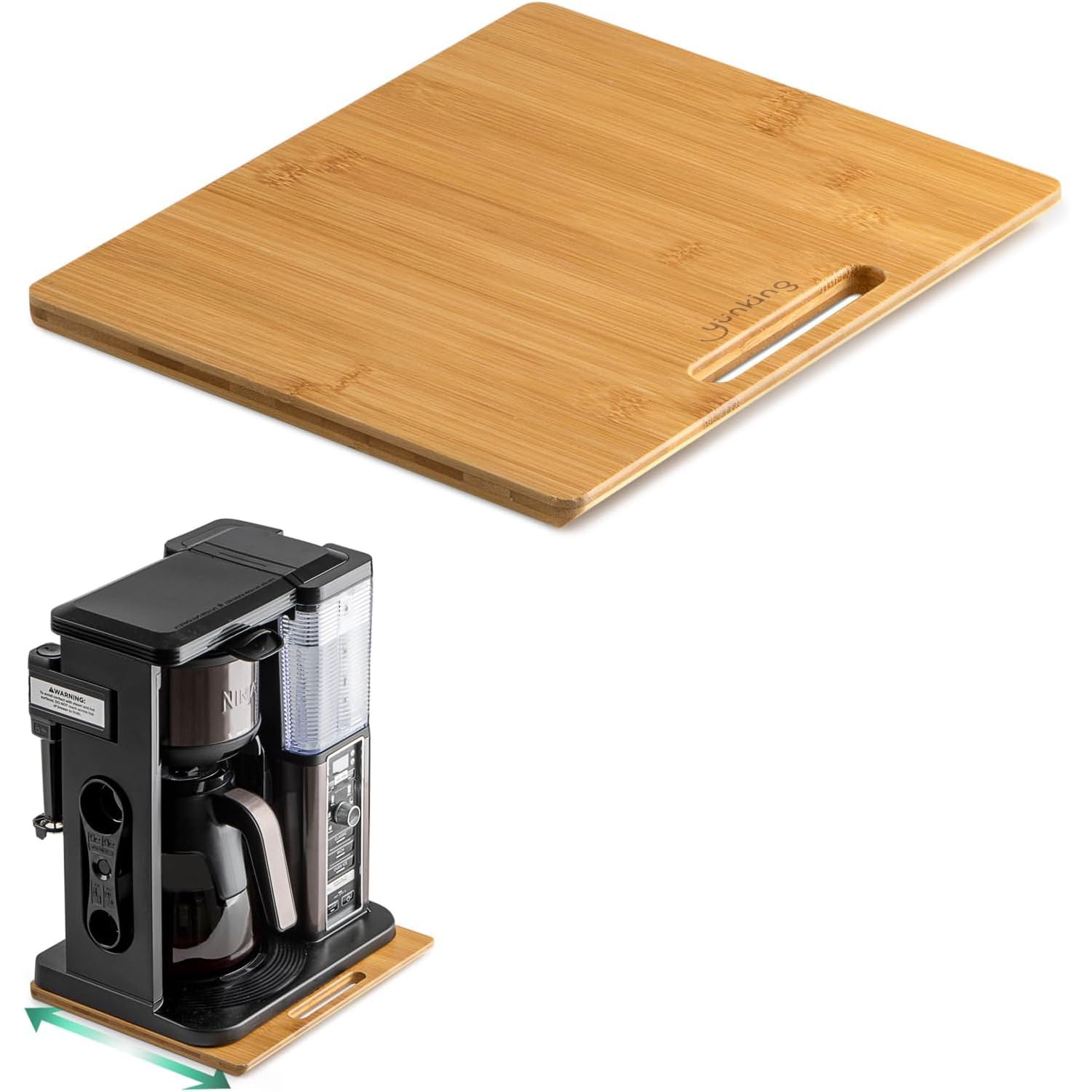 Yunking Bamboo Appliance Slider, Sliding Tray for Coffee Maker, Kitchen ...