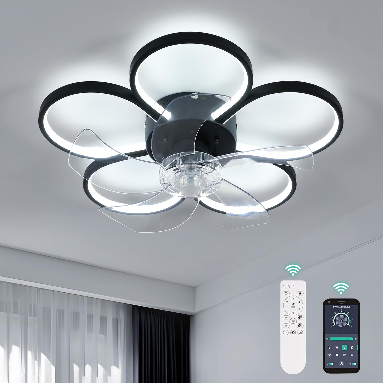 Amazon.com: DELIPOP 19.7“ Ceiling Fans with Lights Low Profile Ceiling ...