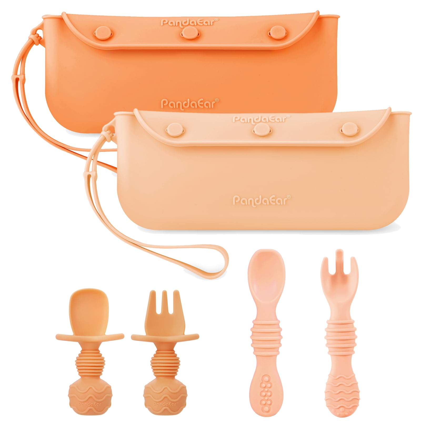Amazon.com: PandaEar 4 Pack Silicone Baby Spoons & Forks with 2 Pack Baby Cutlery Holder Bags ...