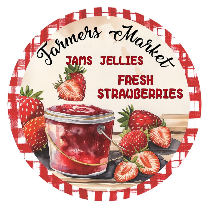 Amazon.com: Generic Jams Jellies Fresh Strawberries Aluminum Round Sign ...