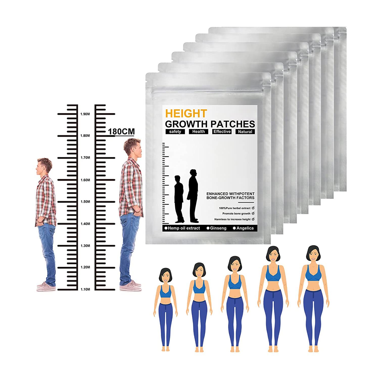 Heightenup Acupunture Slimulating Foot Patch Height Growth Patches ...