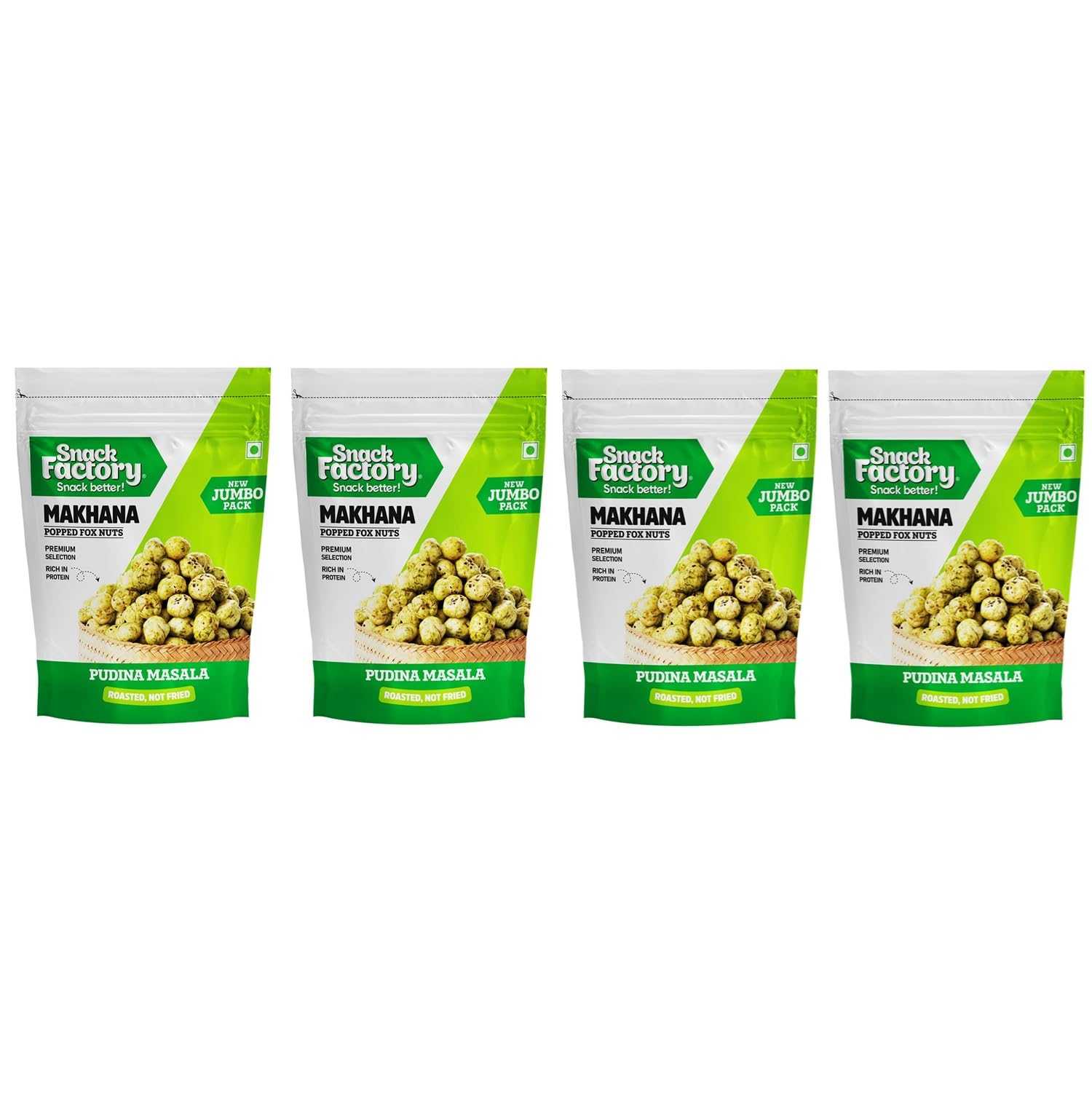 Snack Factory Makhana (Pudina, Pack of 4, 62gm each) | Roasted Makhana ...
