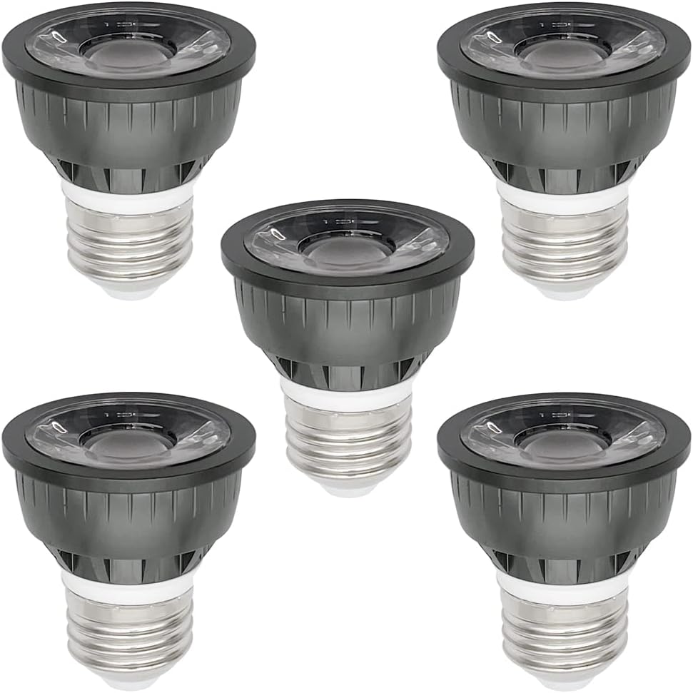 Amazon | 5個セット LEDハロゲン電球 E26 50W相当 調光器対応 LED電球 LEDミニレフ電球 ledスポットライト 口金 e26 消費電力5W (5個電球色, 黒色・調光器 ...