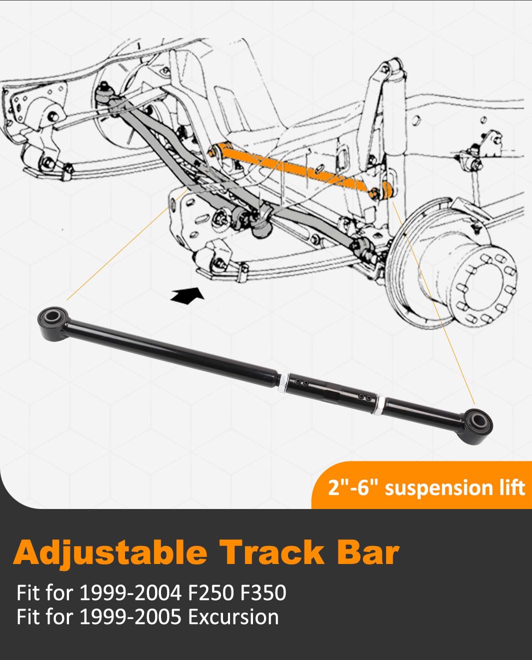 Snapklik.com : Adjustable Front Track Bar 2"-6" Lift Fit For 1999-2004 ...