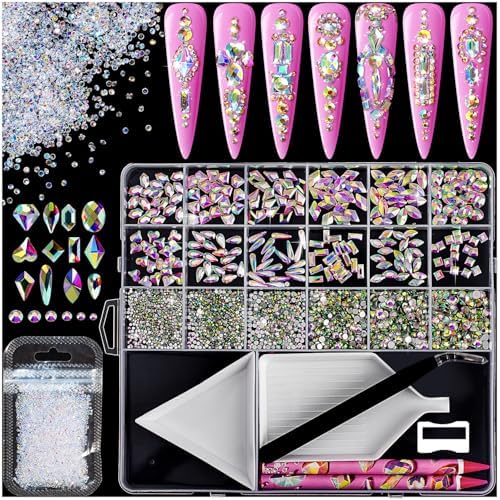 Amazon.com: 8000pcs Nail Gems and Rhinestones for Nails Art, 240 Shaped ...