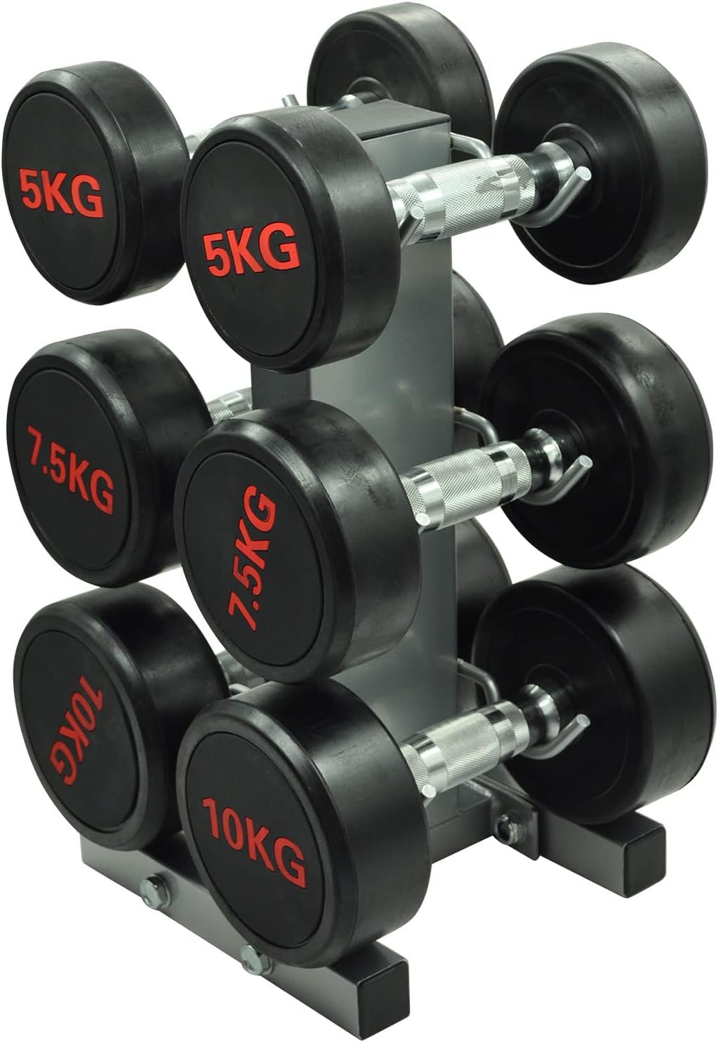 Total 30kg - Rubber Coated Dumbbell Weight Set - Commercial Grade ...