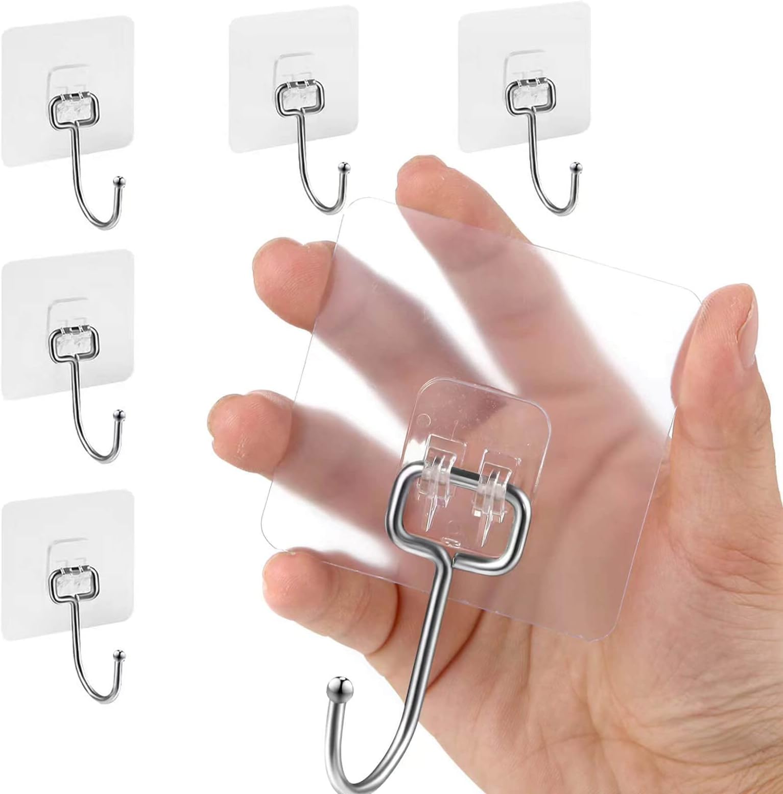 Hushtong Adhesive Hooks Heavy Duty Wall Hooks 20kg (Max) Self Adhesive ...