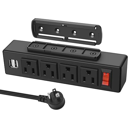 Amazon.com: White 9.85FT Cord Under Desk Power Strip, Adhesive Wall ...