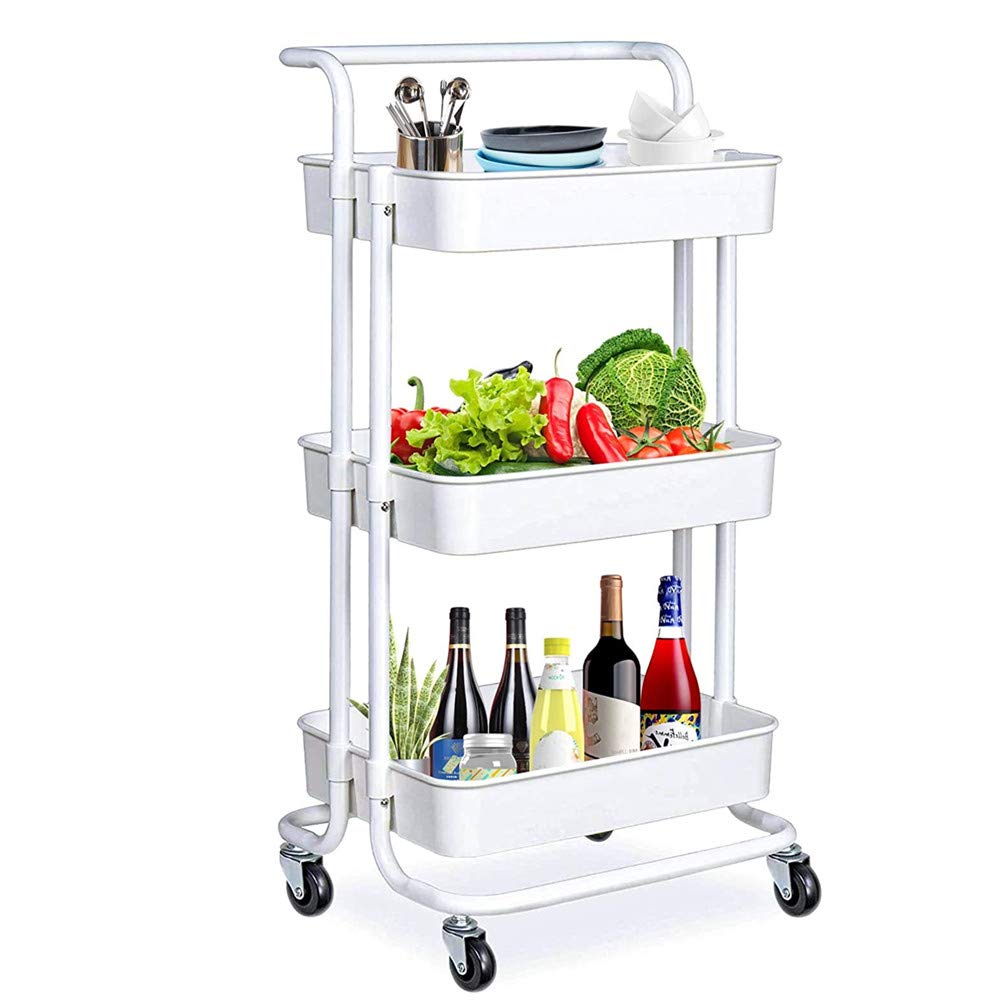 Buy Storage Trolley Cart -U-HOOME 3 Tier Metal Rolling Utility ...