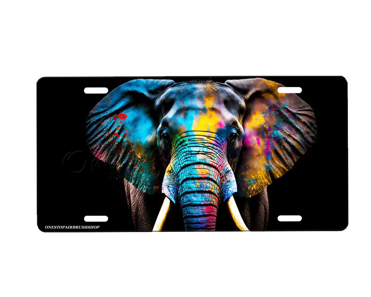 Elephant Front Novelty Car Tag Sign With Custom Background Options ...