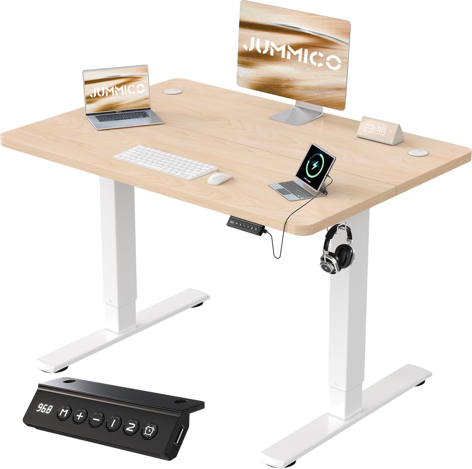 JUMMICO 100x60cm Electric Standing Desk with USB Charging Height ...