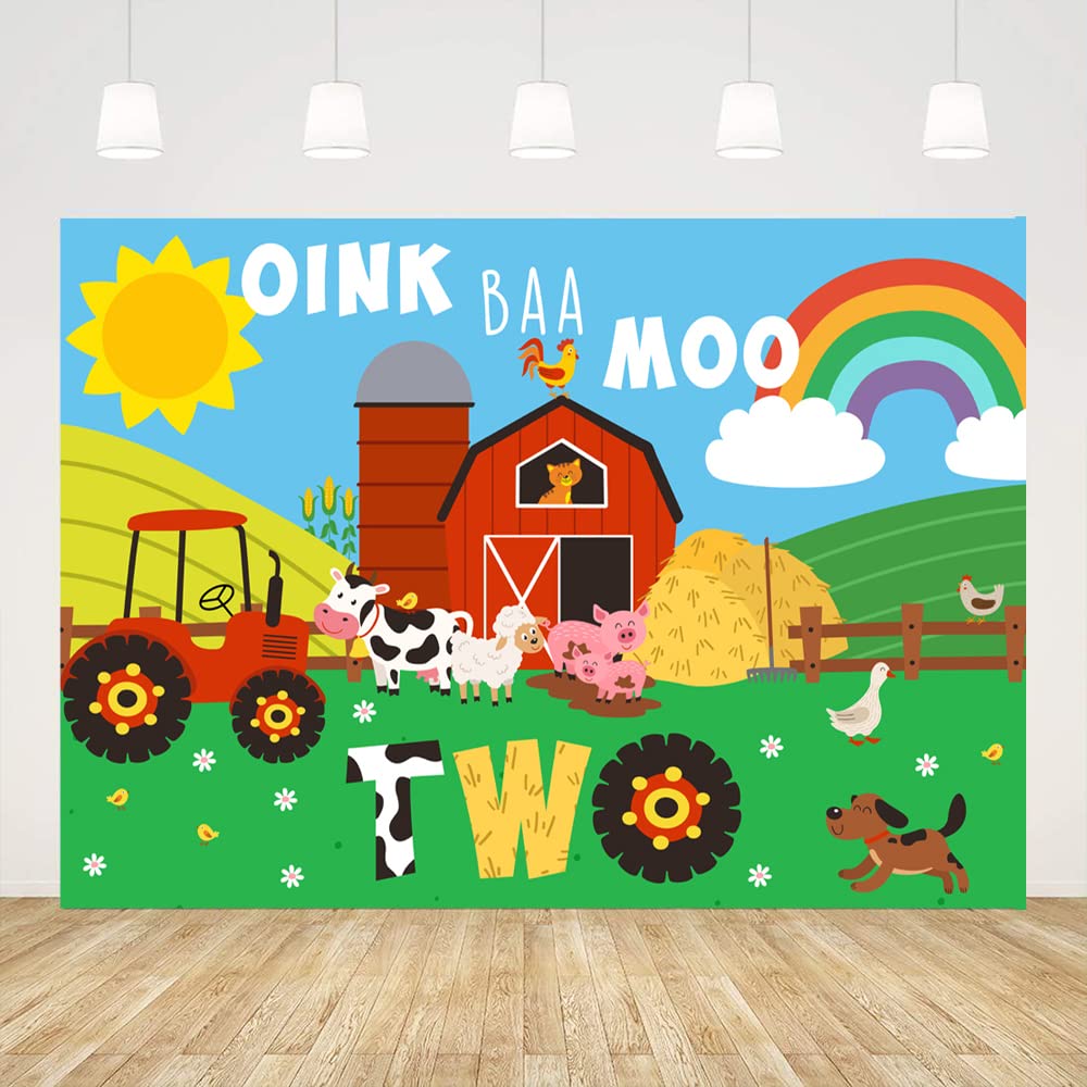 Buy Ticuenicoa 5x3ft Happy 2nd Birthday Backdrop Cartoon Farm Happy ...