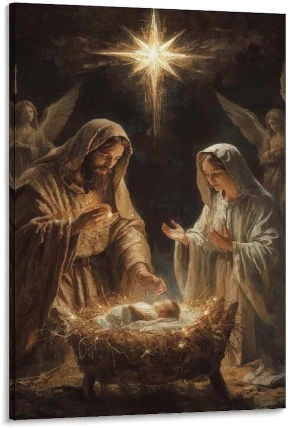 Amazon.com: Holy Family Nativity Scene Guardian Angel Poster, Birth of ...