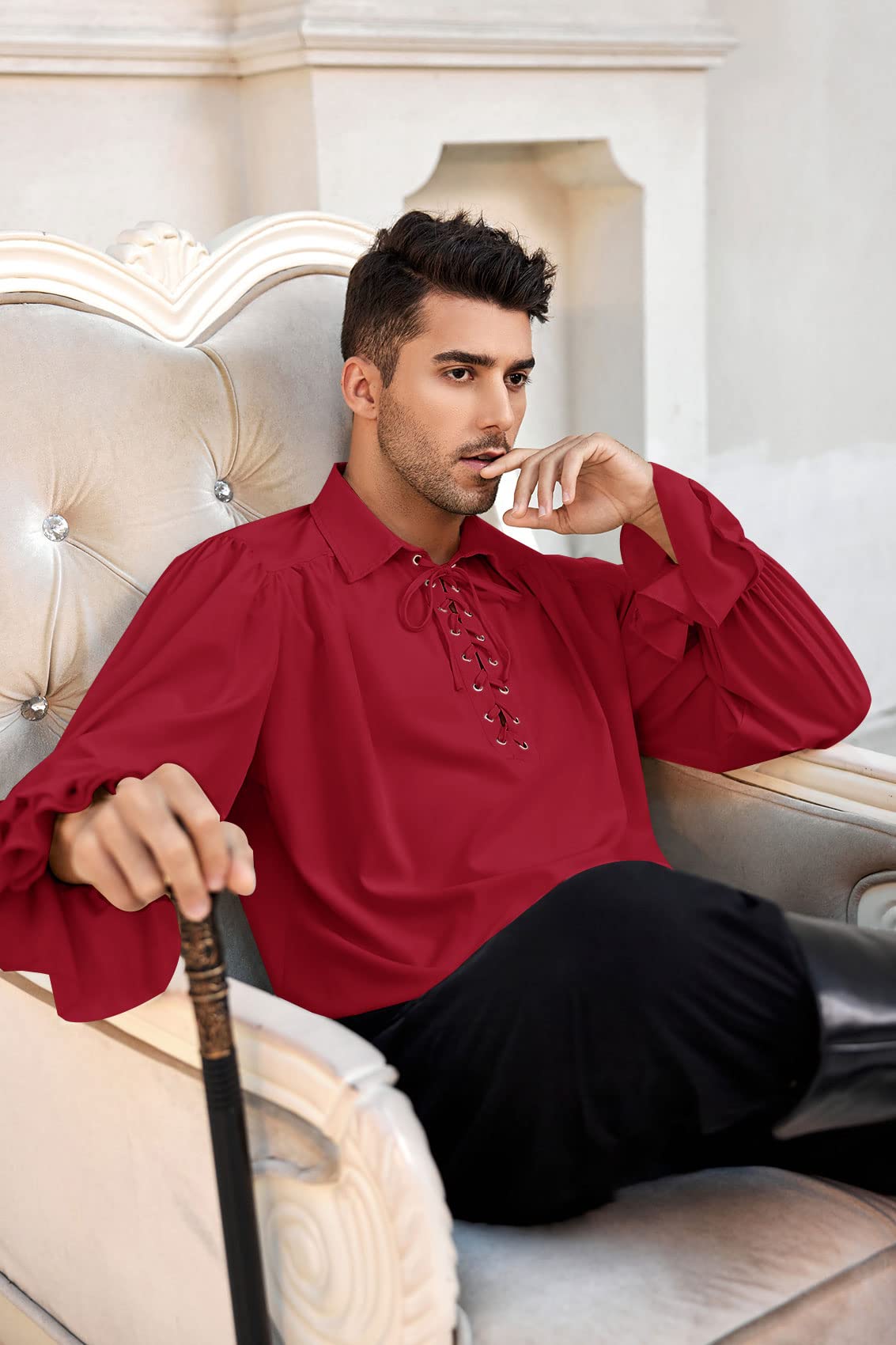 Snapklik.com : Mens Pirate Viking Shirt Colonial Ruffle Puffy ...