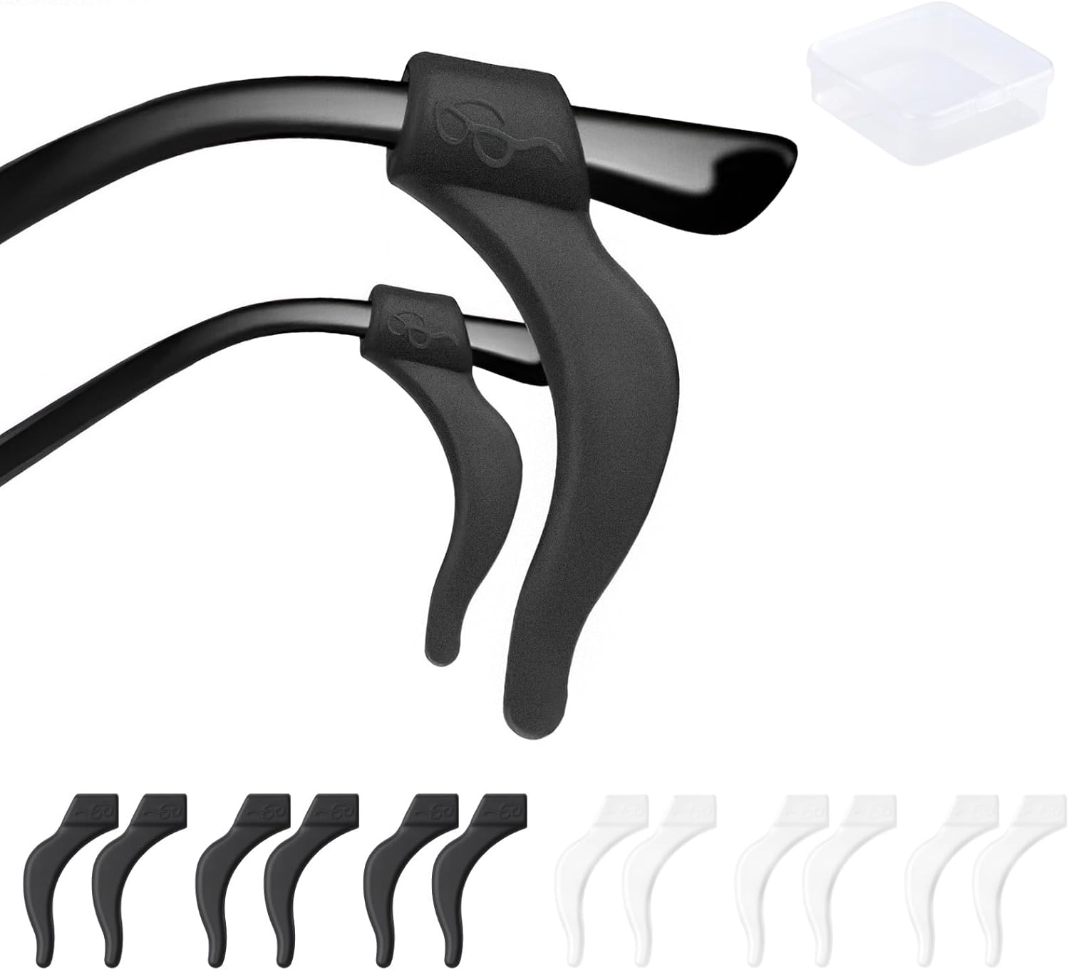 Silicone Glasses Ear Grips, Anti Slip Glasses Grips with Storage Box ...