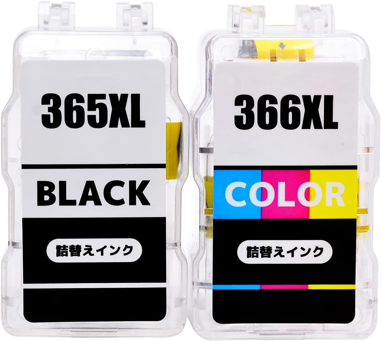 Amazon.co.jp: キヤノン BC-365XL BC-366XL 互換 詰め替えインクカートリッジ 合計2本セット Canon BC-365XL 顔料 ブラック BC-366XL 染料 ...