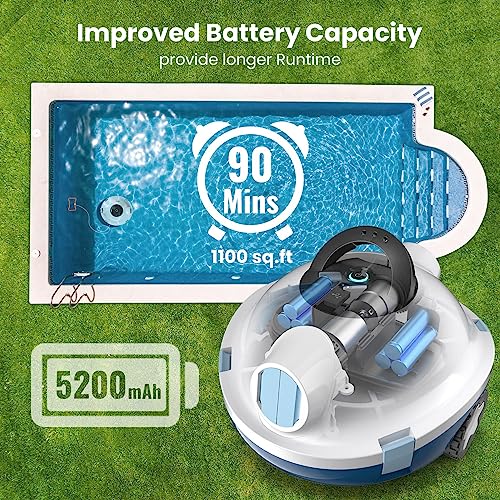 INSE Cordless Robotic Pool Cleaner Y10, Automatic Pool Vacuum, 90 Mins ...