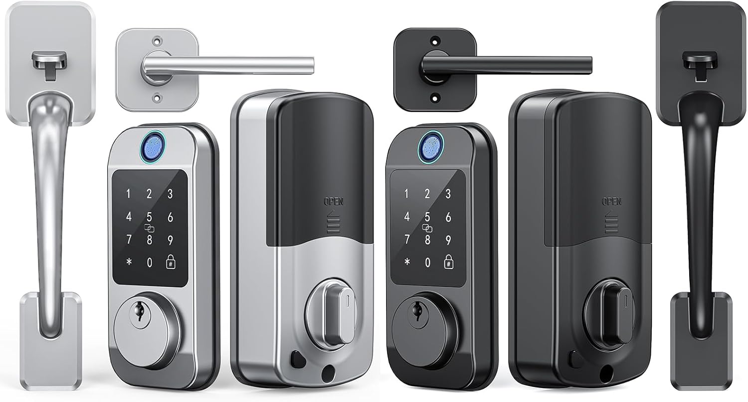 WiFi Front Door Lock Set - SMONET Fingerprint Keyless Entry Smart Locks ...