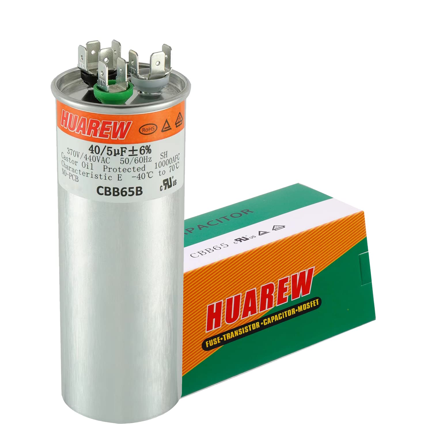 Snapklik.com : 40/5 uF 40+5 MFD 6% 370V/440V CBB65B AC Capacitor Dual ...