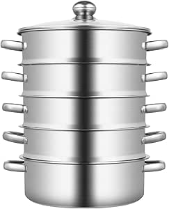5 Tier Steamer Cooking Set Stainless Steel Steam Cooker Ø 26/28/30 cm ...