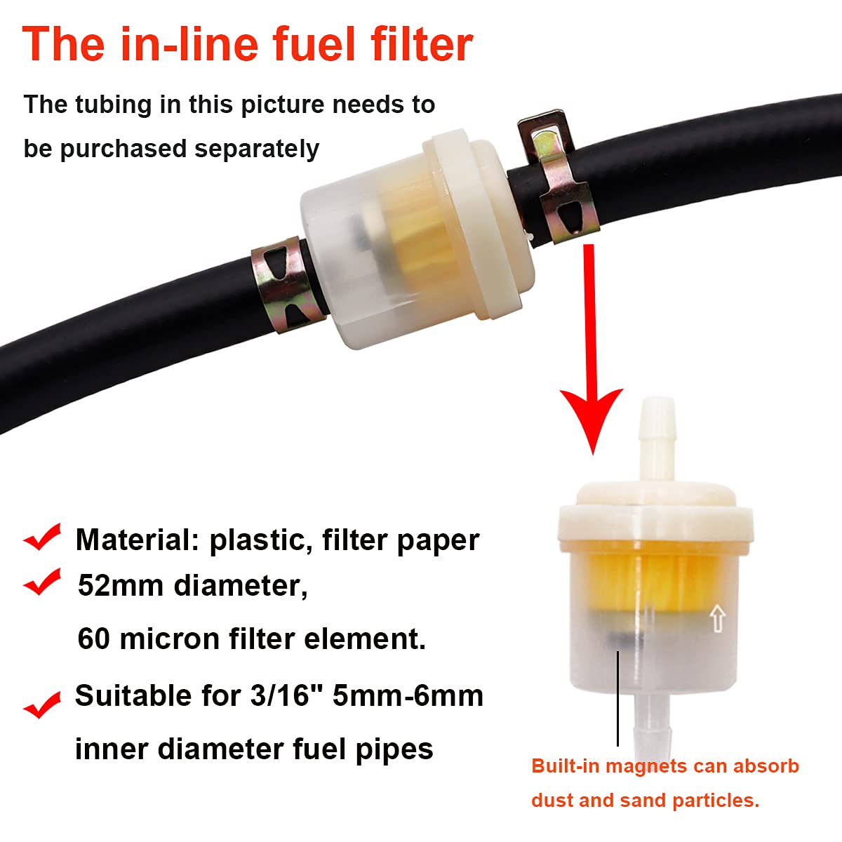 Snapklik.com : Taiss 6PCS 3/16 Inch Universal Gas Inline Fuel Filters
