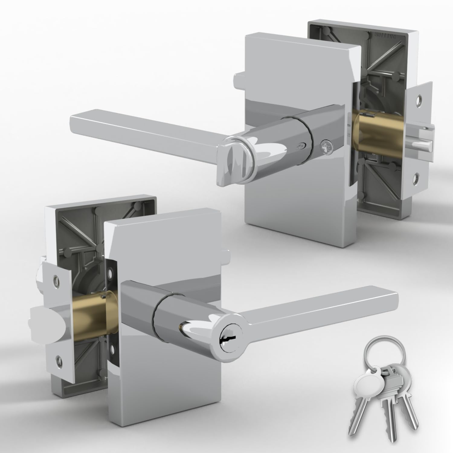 Mega Handles - Glamor Entry I Lever Door Lock Handle Set for Hallway ...