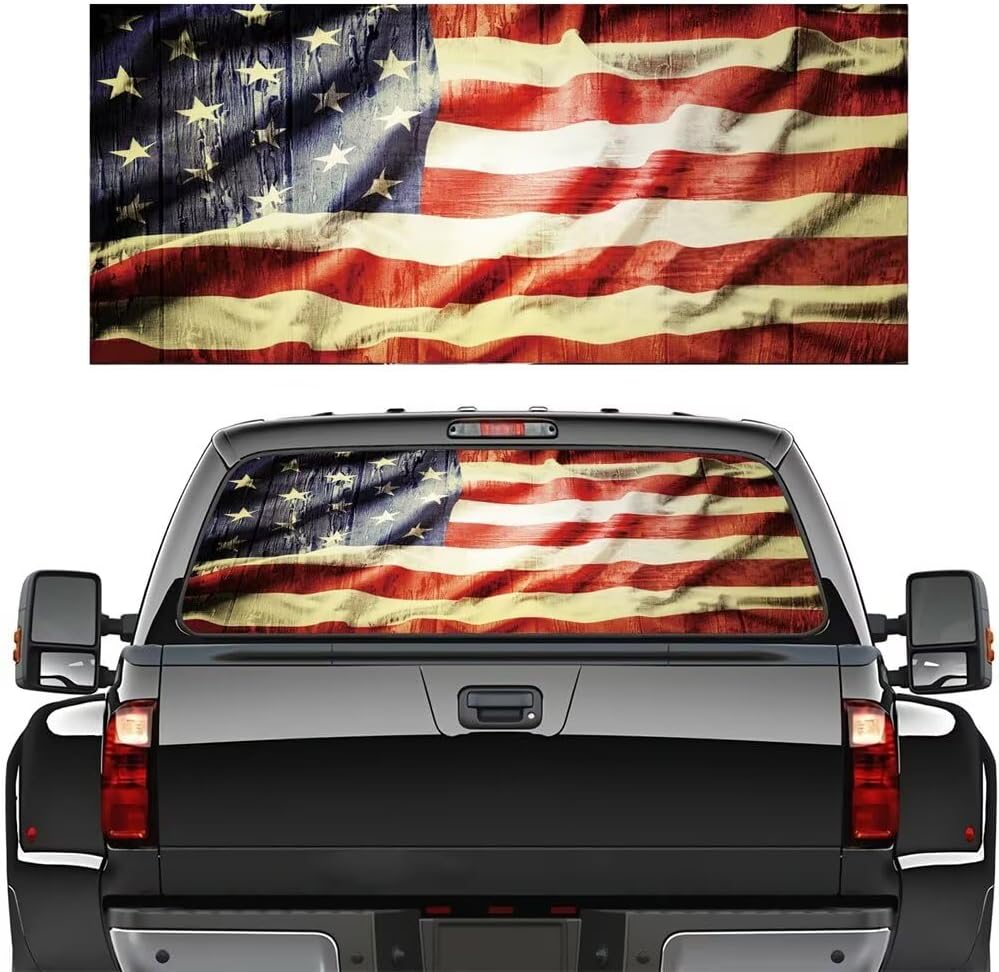 Amazon.com - Patriotic Car Rear Window Decals,American Flag Automotive ...