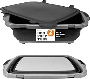 Amazon.com : Drip EZ Collapsible BBQ Prep Tubs 2-Piece Set- For Meal ...