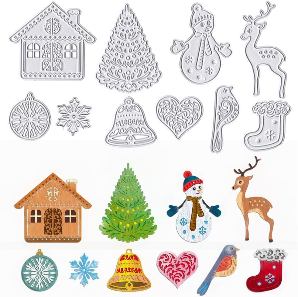 Amazon.com: Winbao 7 Pieces Merry Christmas Die Cuts, Christmas Tree ...