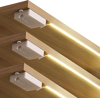 OMIKA COB LED Strip Lights Battery Operated, 320LED Wireless 3-Pack 3.3ft 4000K Natural White ...