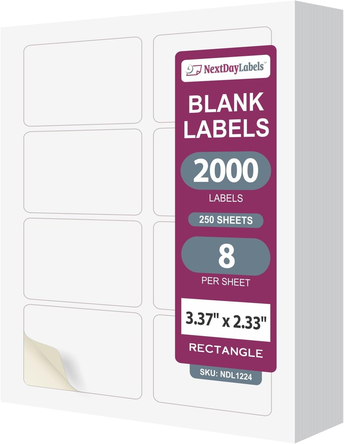 Amazon.com : NextDayLabels – 3-3/8" x 2-1/3" Rectangular Sticker Labels ...