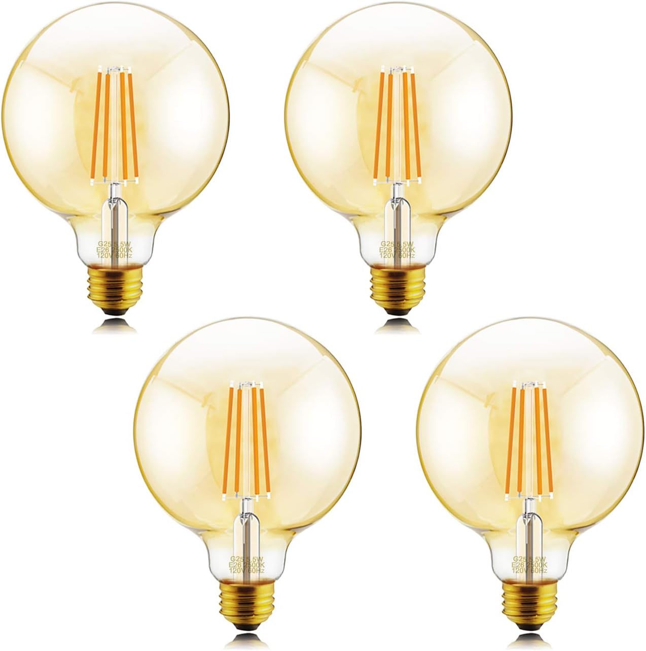 Amazon.com: Helloify G25 Amber Glass Globe Decorative Dimmable Vintage ...
