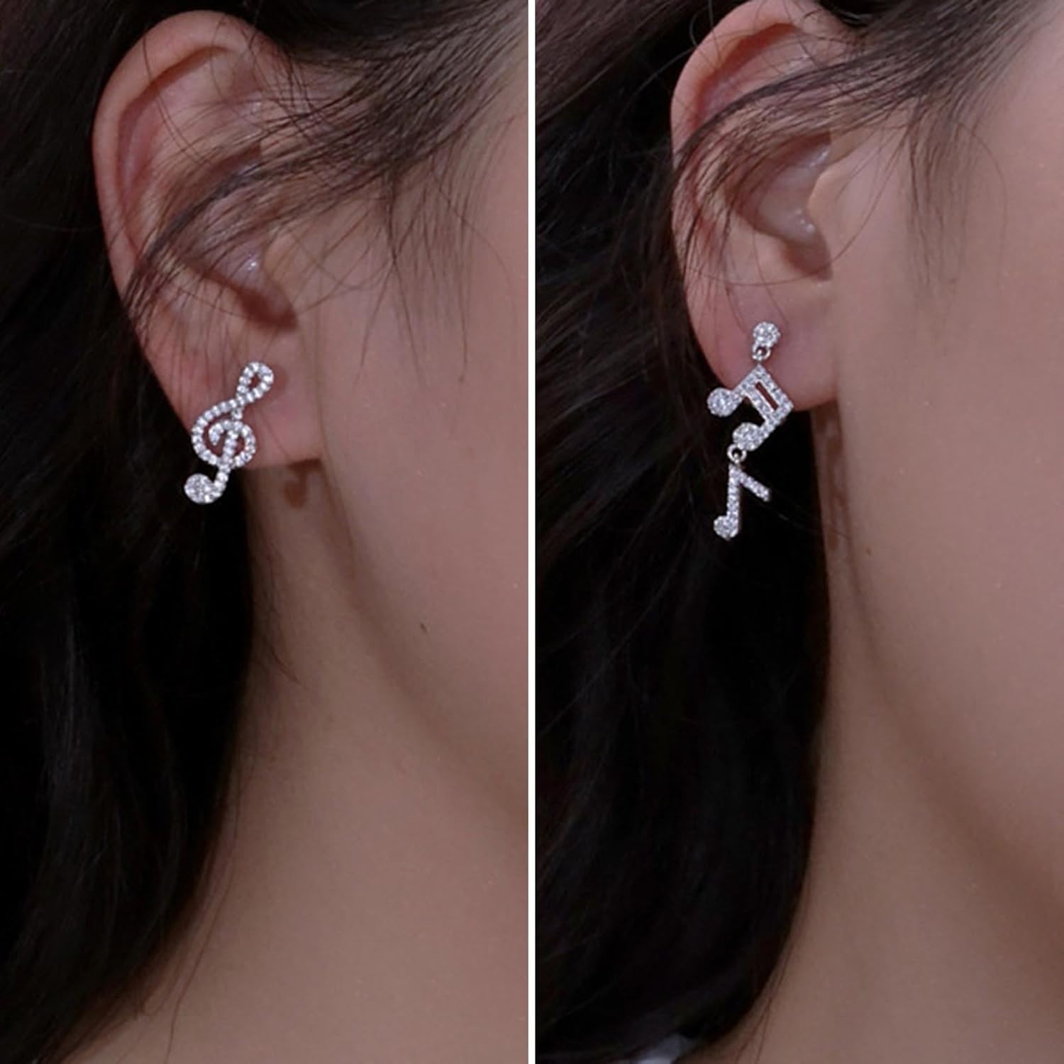 Amazon.com: Zeshimb Musical Notes Dangle Earrings Asymmetric Cubic ...