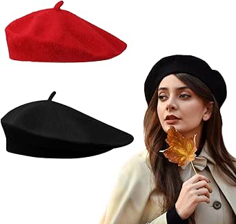 XNIVUIS 2 Pièces Chapeau Béret Français, Béret Basque Adulte, Femmes ...