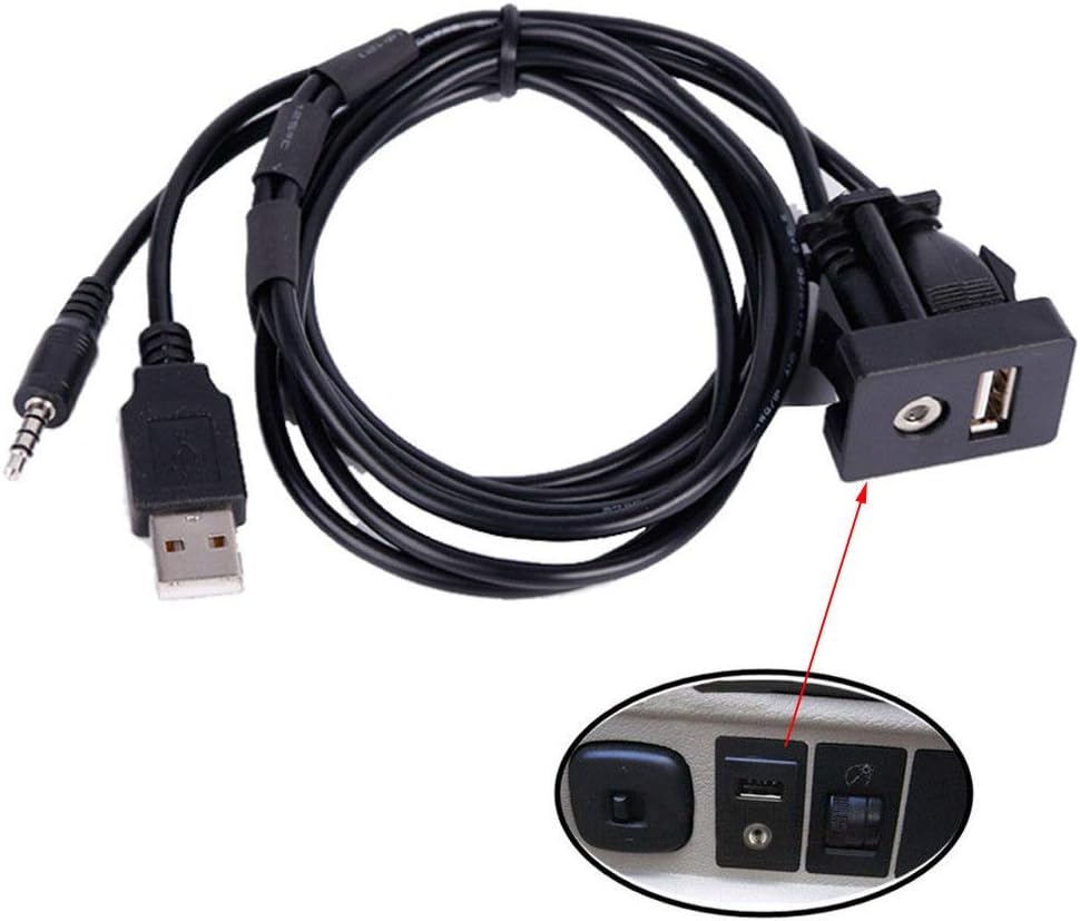 Amazon.com: Panel Flush Mount Extension Cable,Car 3.5 mm USB 3.0 AUX ...