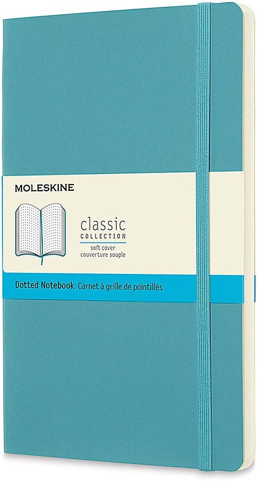Moleskine Classic Notebook, Large, Dotted, Reef Blue, Soft Cover (5 x 8 ...