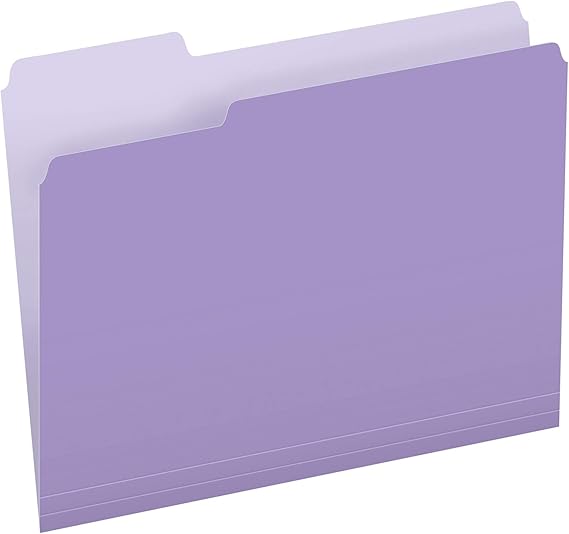 Pendaflex Two-Tone Color File Folders, Letter Size, 1/3 Cut, Lavender ...
